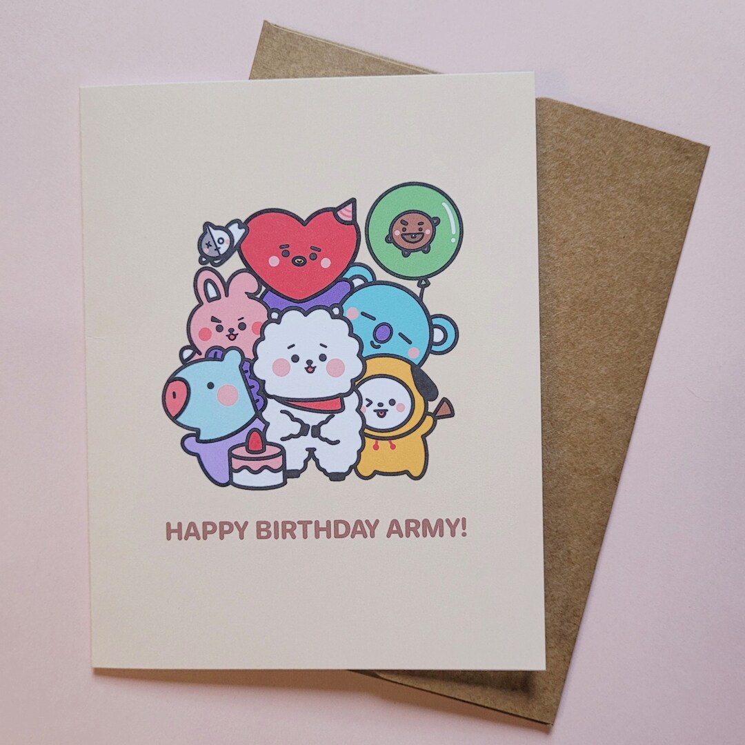Korean K Pop Happy Birthday Card Happy Birthday Army Greeting Card ...