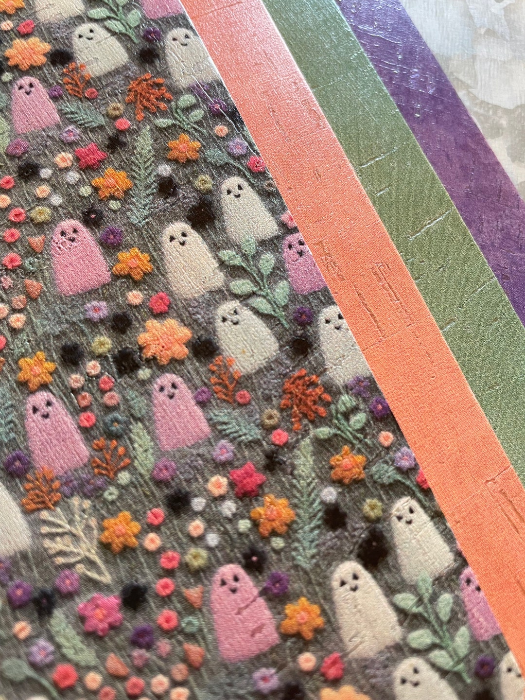 Embroidered Ghosts. 8x10 Cork Backed Leather - Etsy