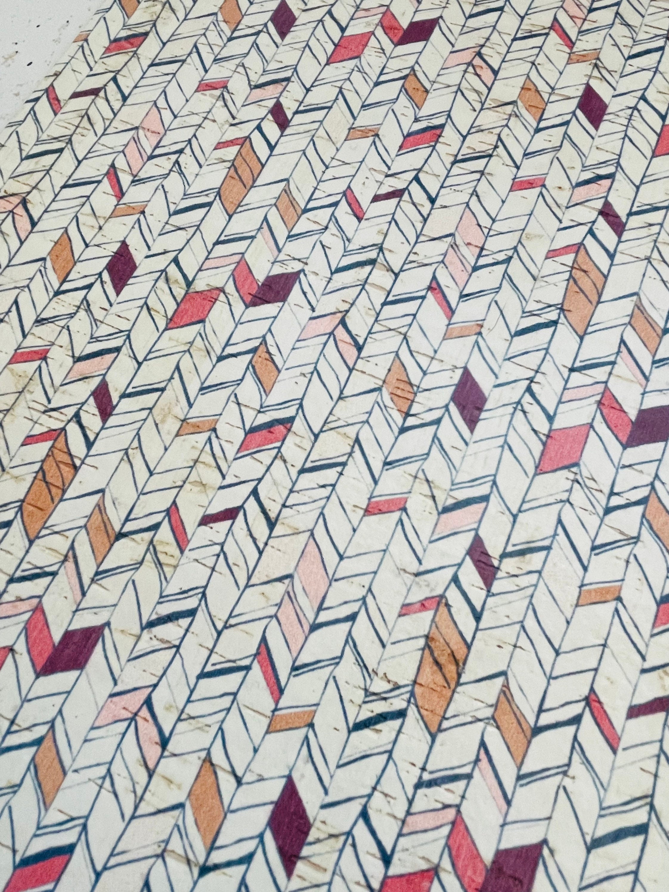 NEW Cork Leather Hawaiian Herringbone. Cork Backed Leather - Etsy