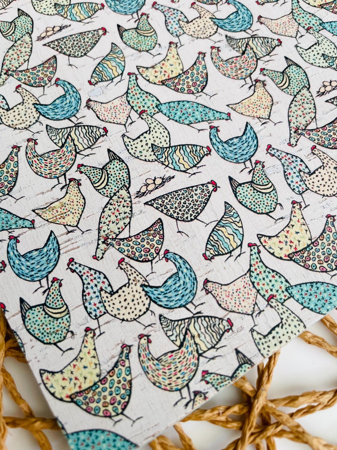 Happy Chickens. 8x10” Cork Backed Leather - Etsy