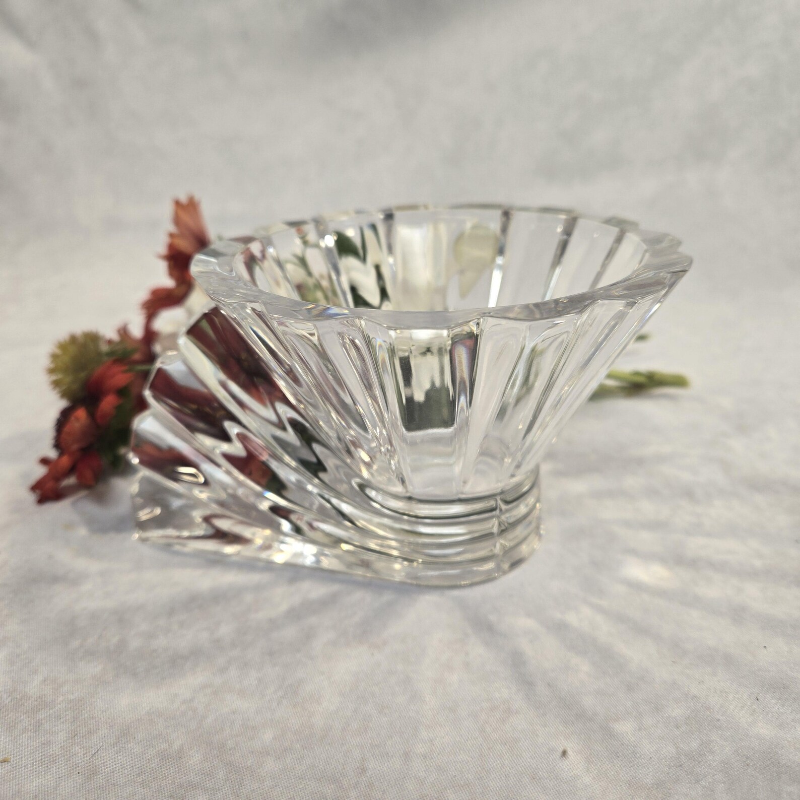 Vintage Rosenthal Studio-line Crystal Fan Vase Rose Bowl Candle Holder ...