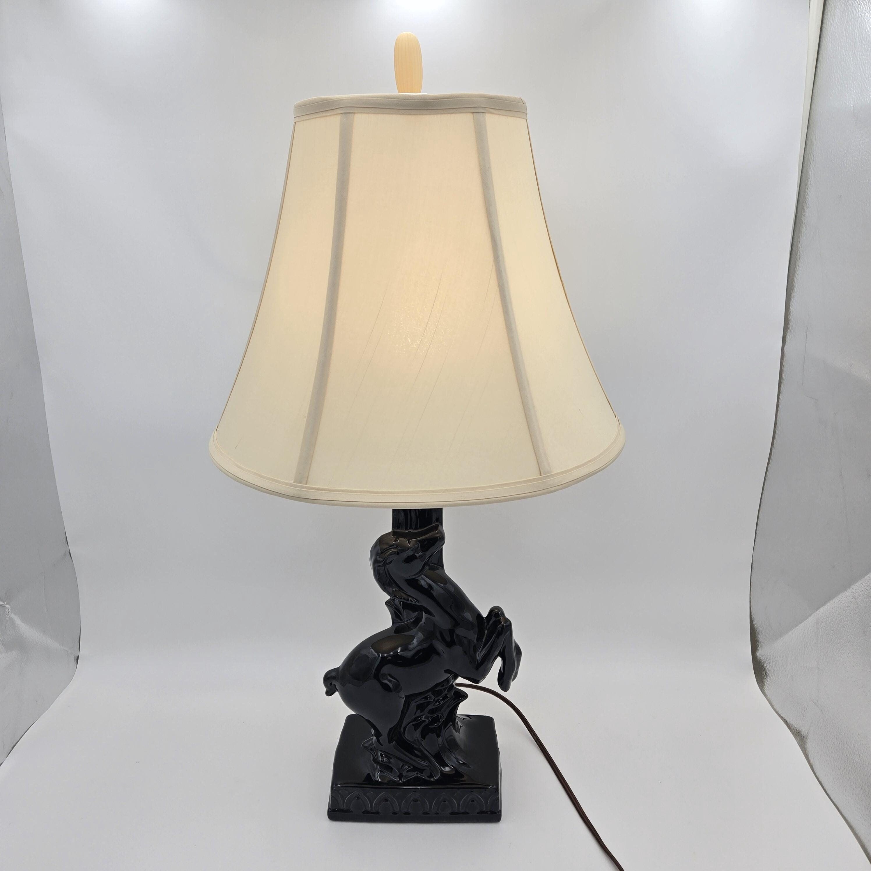 Vintage Stallion Table Lamp: Art Deco Ceramic Horse, 26.5" Rearing ...