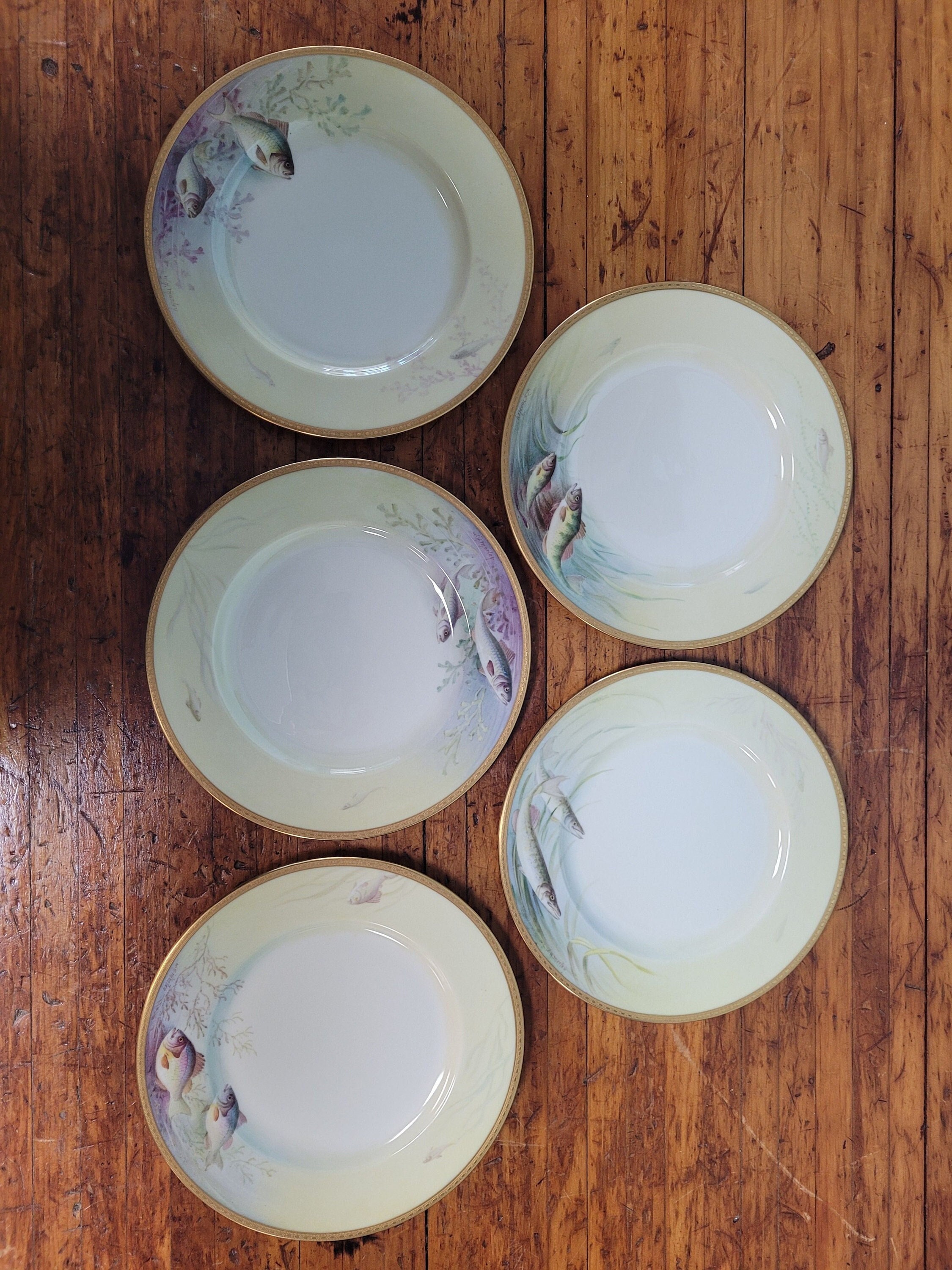 Rare Hand Painted Fish Plate by Artist WH Morley Lenox for Bailey Banks ...