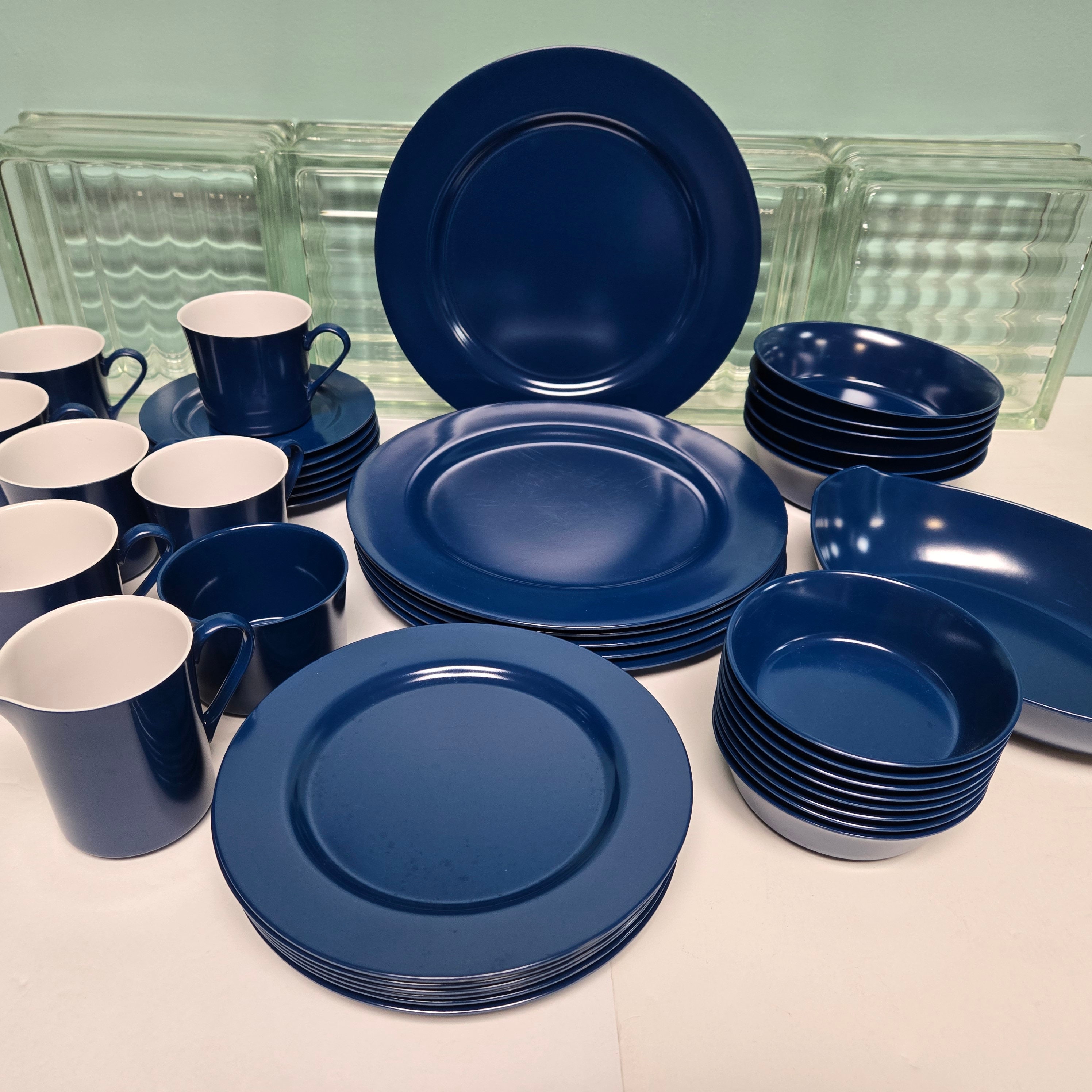 Vintage Oneida Deluxe Dinnerware Complete 41 Pieces for 6 Settings Blue ...