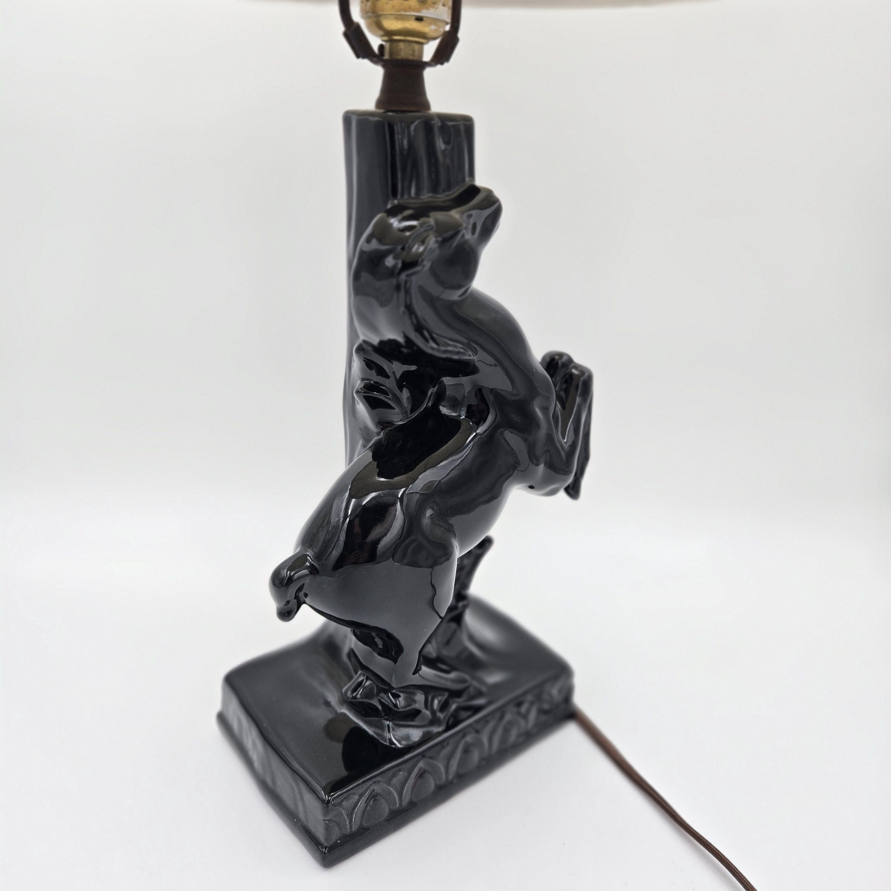 Vintage Stallion Table Lamp: Art Deco Ceramic Horse, 26.5" Rearing ...