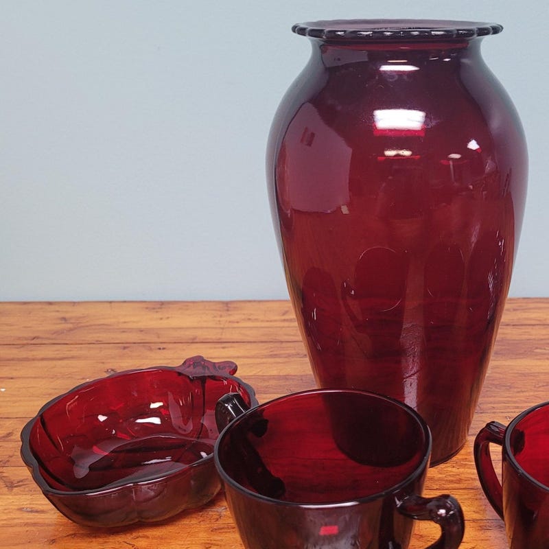 Ruby Red Vase - Etsy