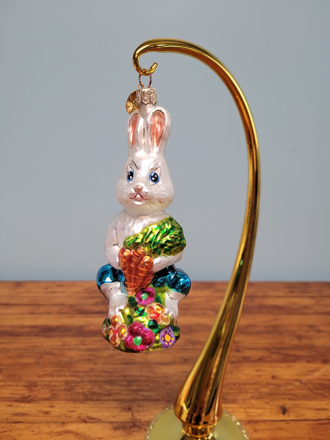 Christopher Radko Easter Ornament Flora Nora White Easter Bunny Rabbit With Carrots and Flowers ...