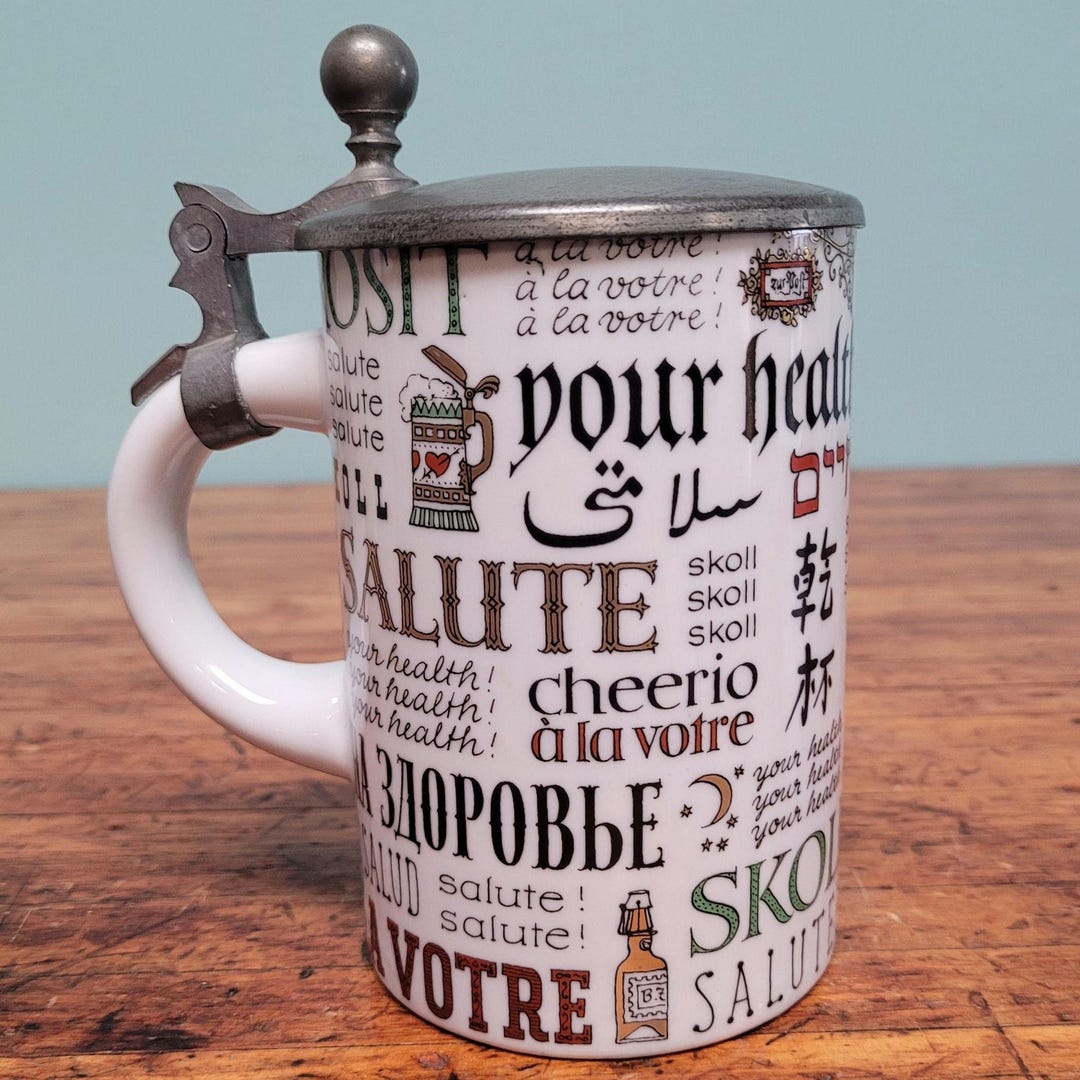 Elisabeth Liegl Beer Stein With Multi-lingual Salutes Cheerio Prosit ...