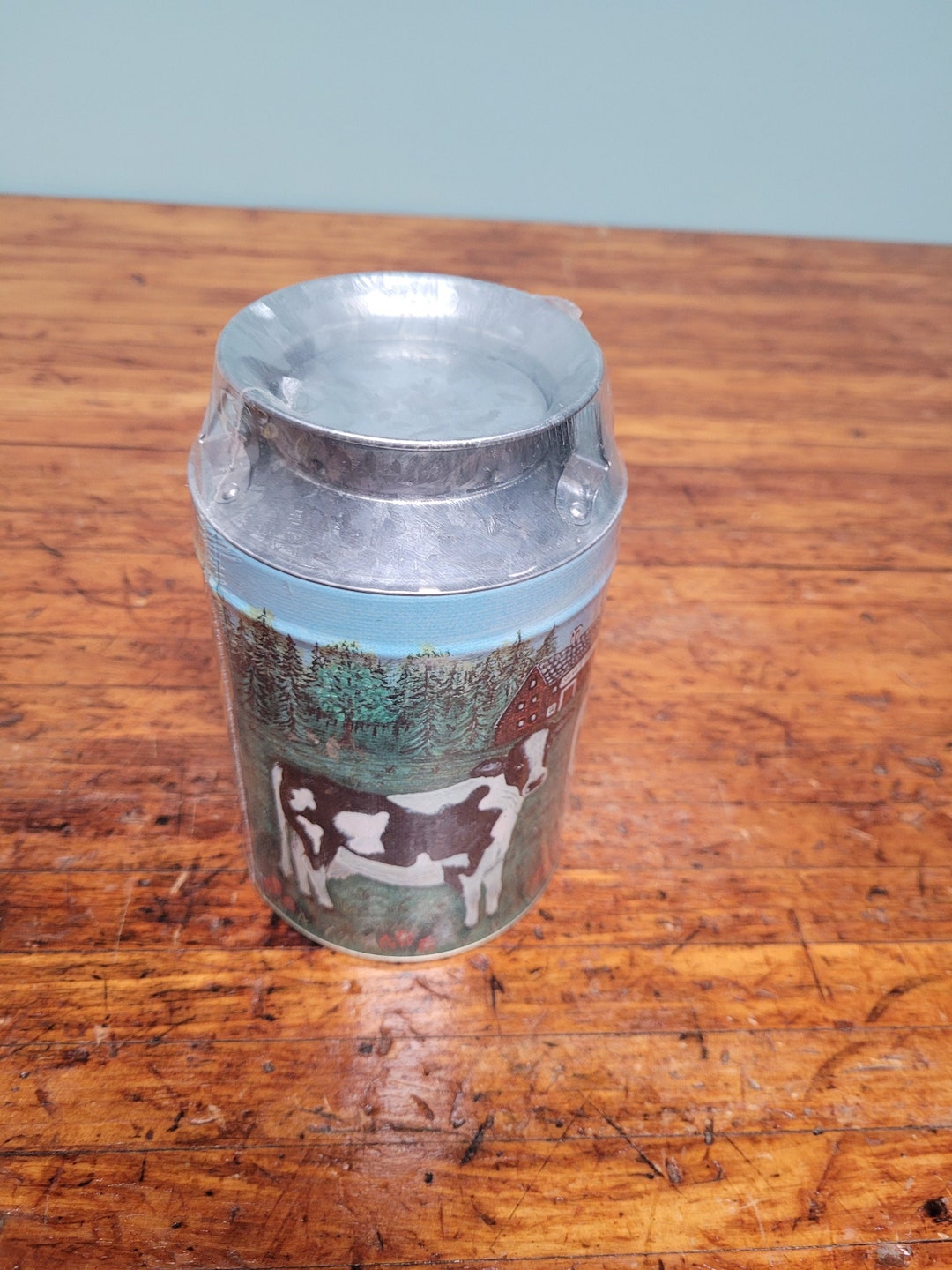 Vintage Collectible Tin Silver Tree Farm Homestead Farm Milk Can W/cows ...