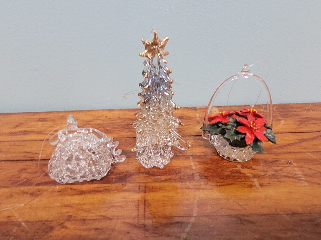 Vintage Spun Glass Ornaments Hand Made Old Fashioned Christmas ...