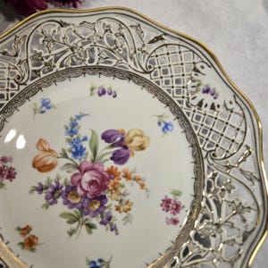 Schumann Dresden Pierced Plate and Dish Porcelain With Floral Chateau ...