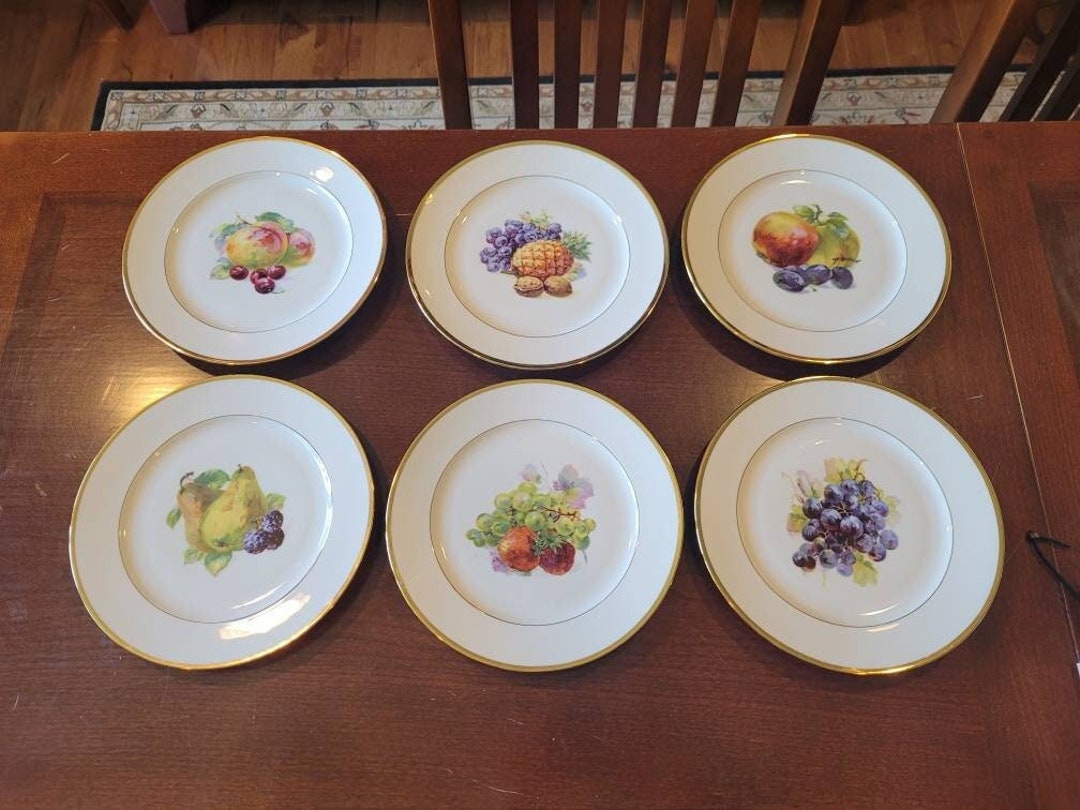 Fruit Plates China by Victoria Czechoslovakia With Gold Rims - Etsy