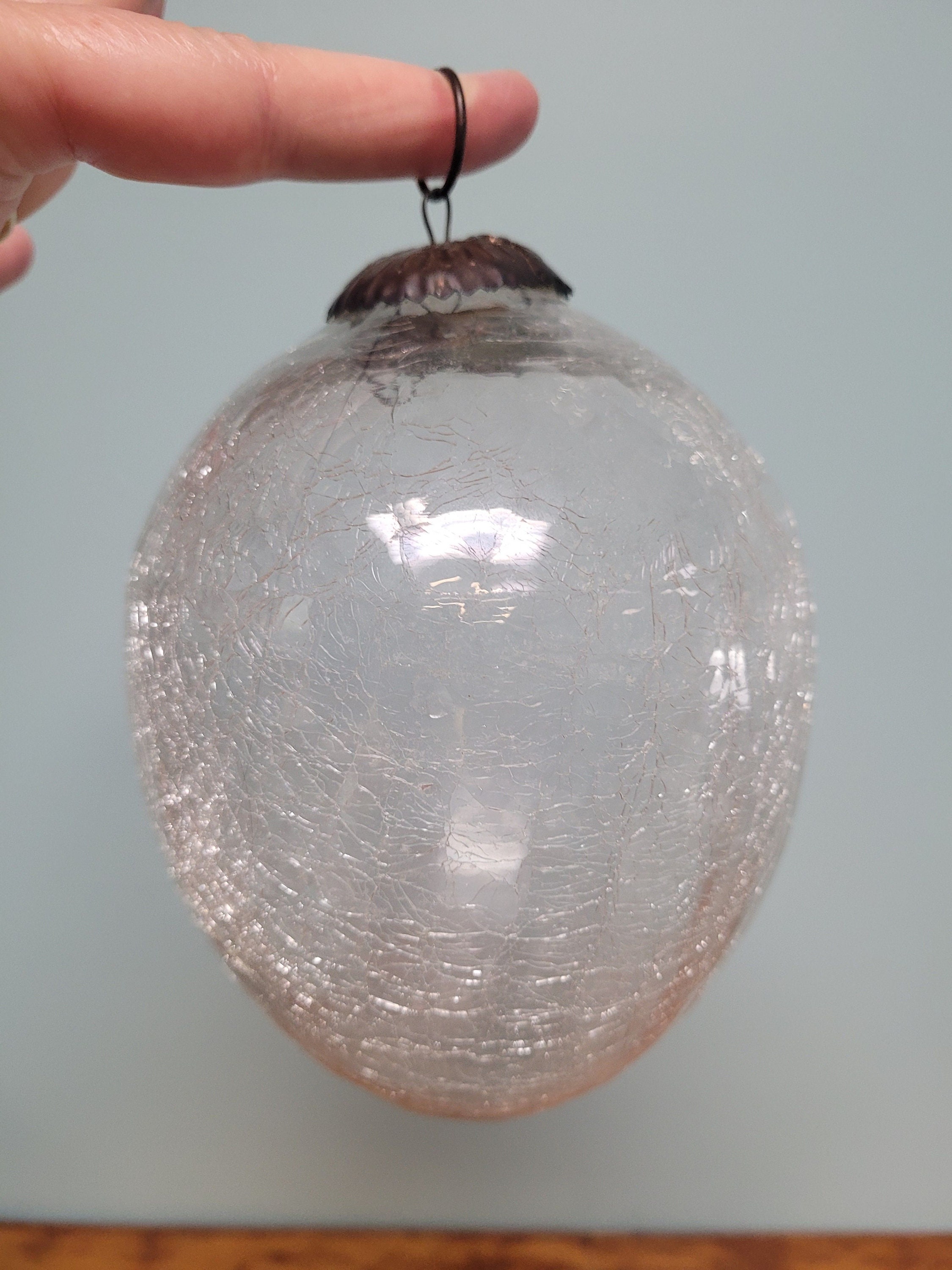 Vintage Clear Crackle Glass Kugel Style Oval Egg Shaped - Etsy