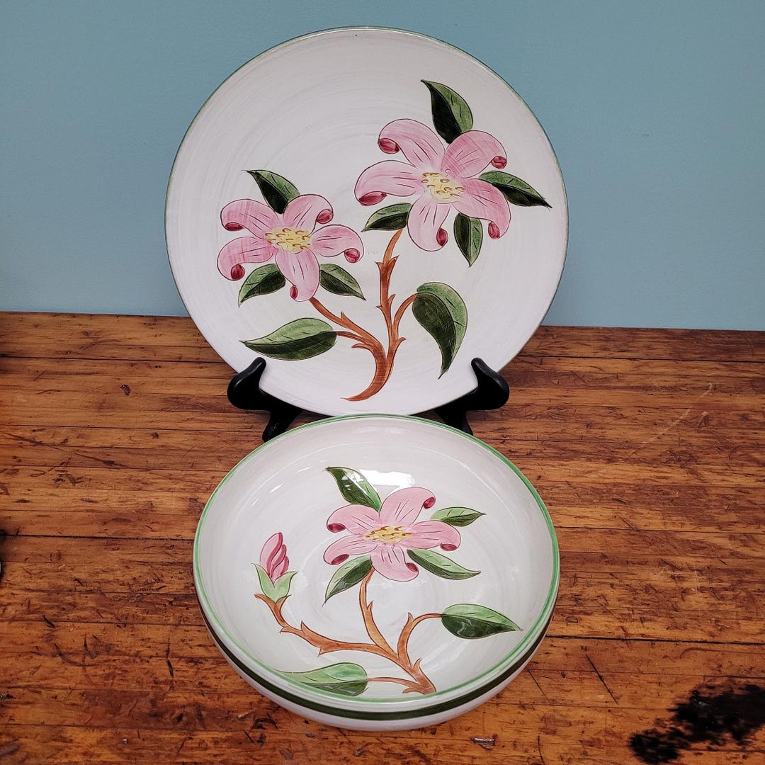 Vintage Stangl Pottery Lily Serving Platter and Bowl Set. Pink Lily ...