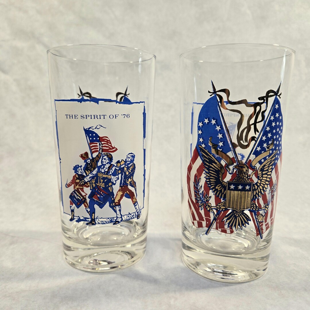 Vintage Highball Glass Tumblers Set of 2 the Spirit of '76 Bicentennial ...
