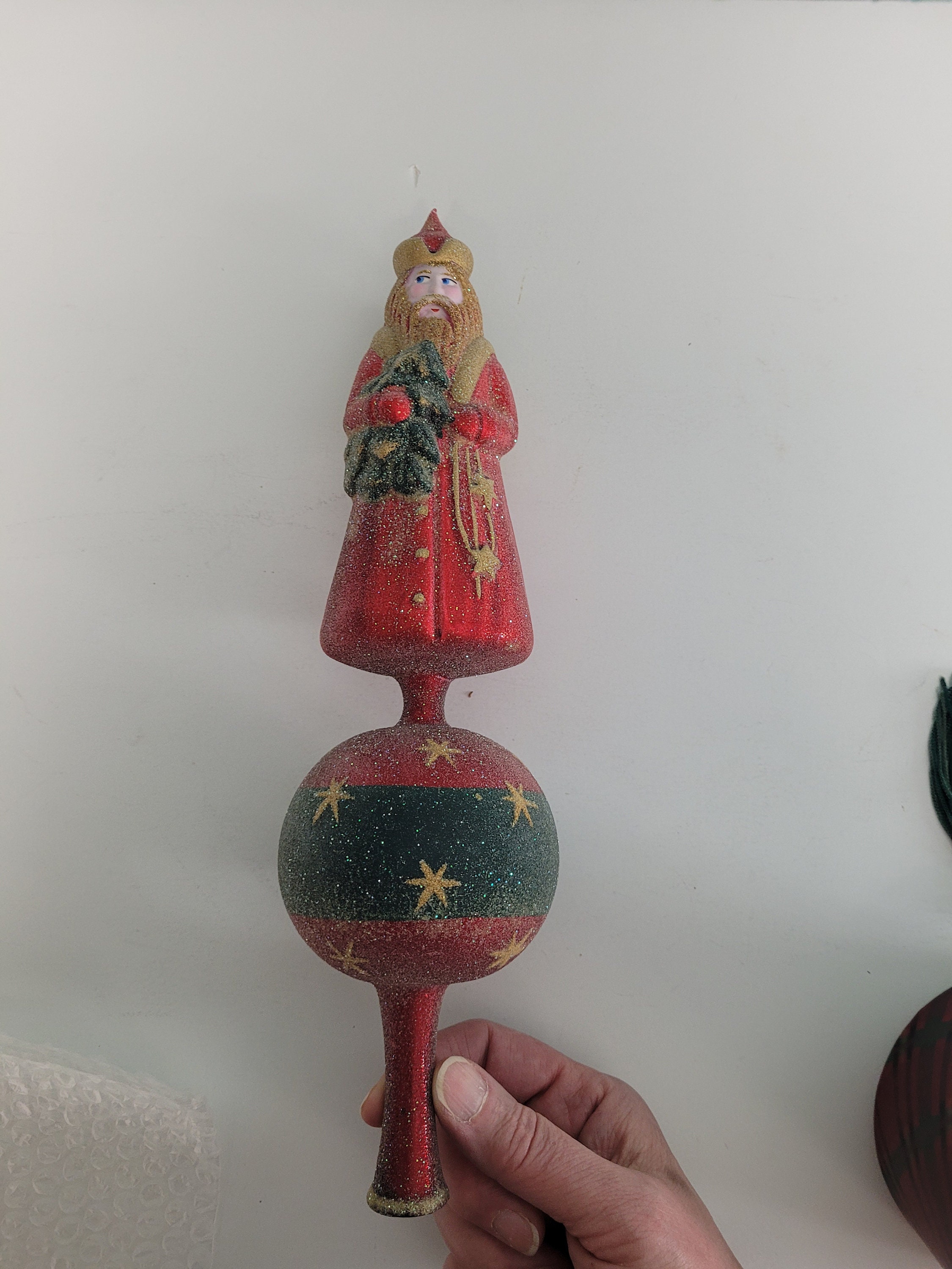 Christopher Radko Santa Tree Finial 1997 Saint Nicholas on Ball Sugared ...