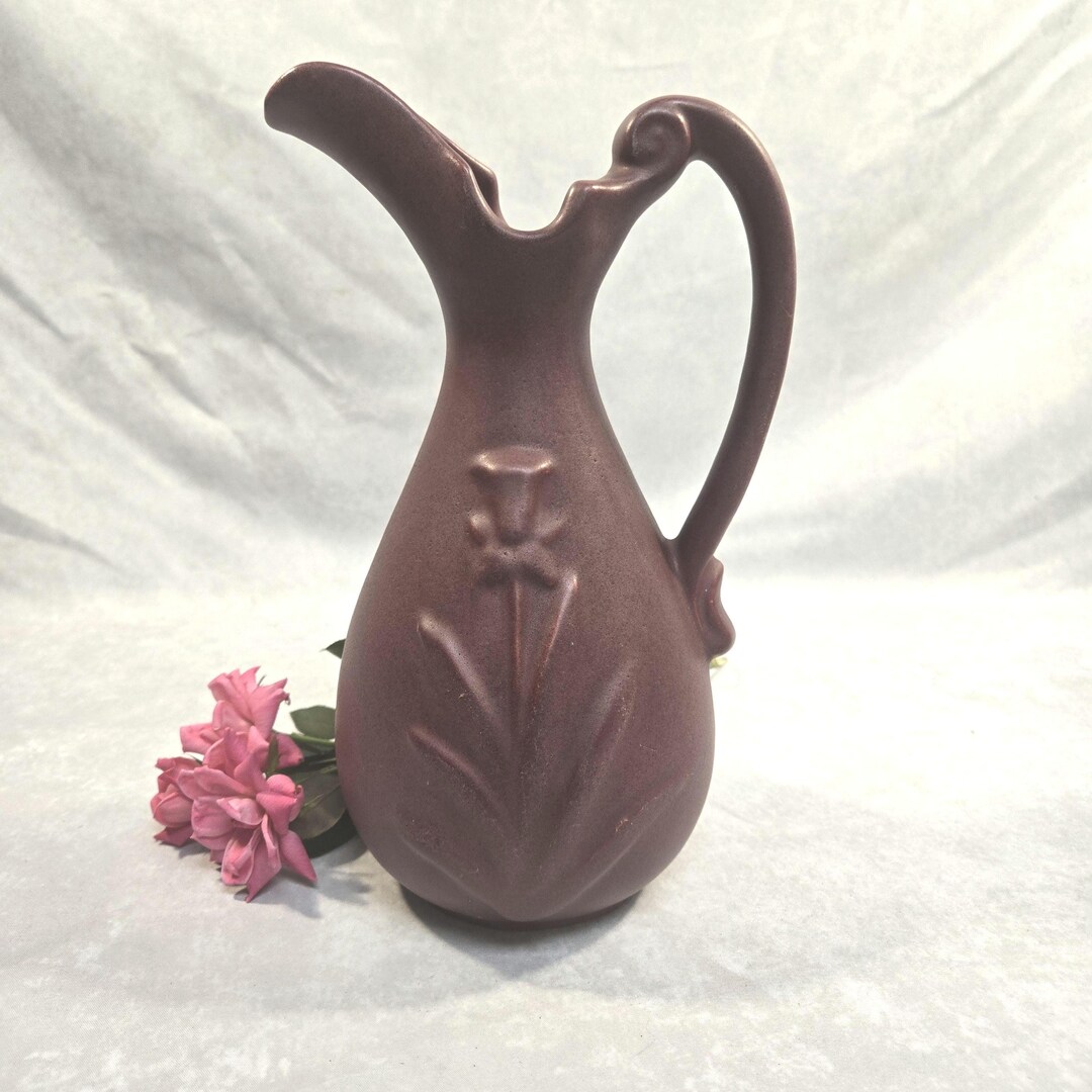 Niloak Pottery Ewer Pitcher Ozark Dawn With Tulip Motif Large 10 1/2 ...