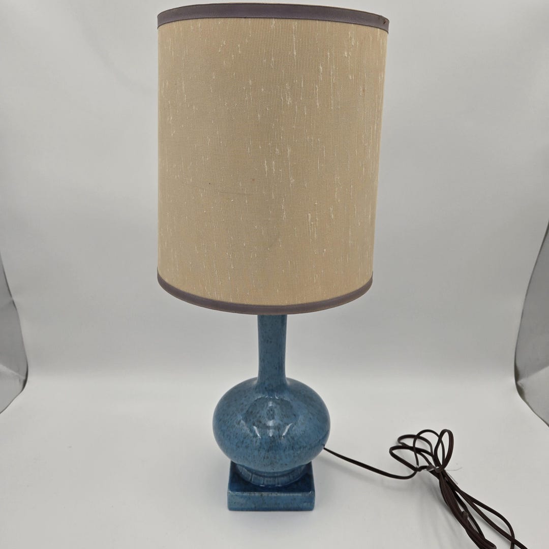 Vintage Mid Century Modern Table Lamp Blue Glaze With Black Fleck ...
