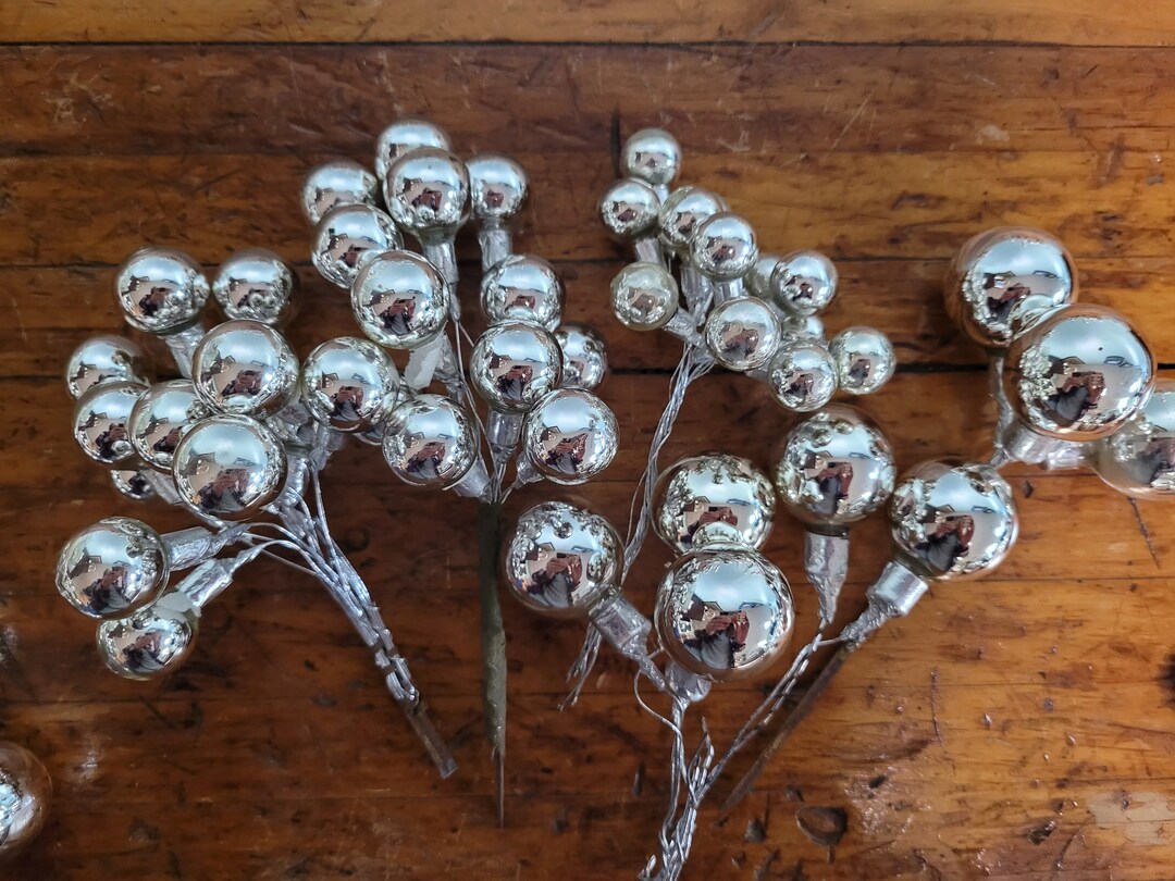 Vintage Mercury Silver Glass Balls Millinery Picks Christmas - Etsy