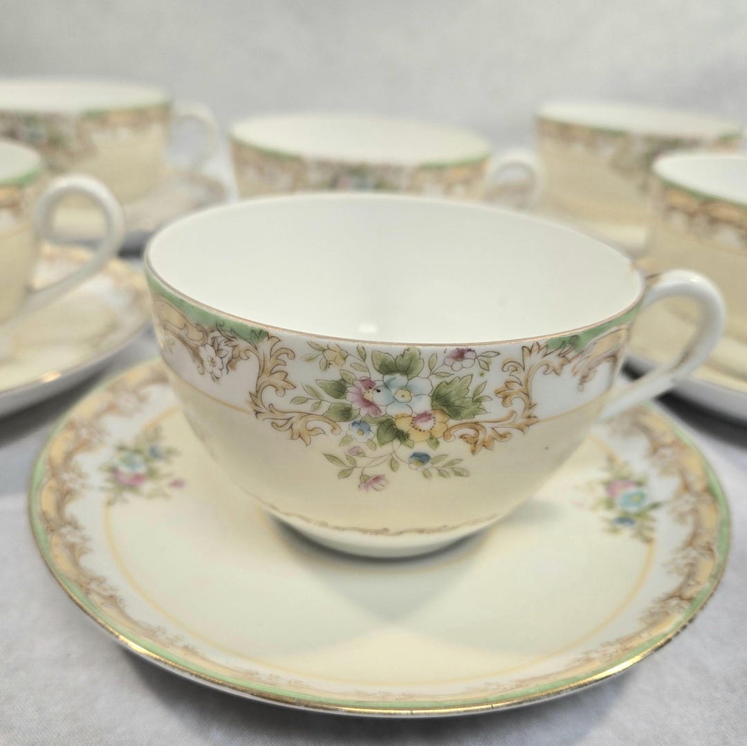 Antique Noritake Handpainted Tea Cup and Saucer Set of 6 Morimura ...