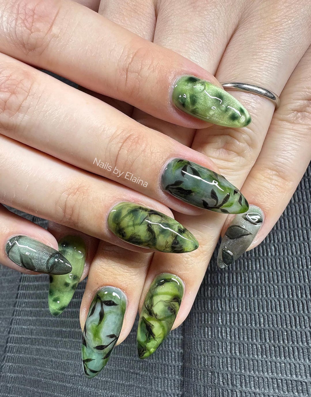Fairycore Swamp Forest Press-on Nails: Hand-painted Faux Nails - Etsy