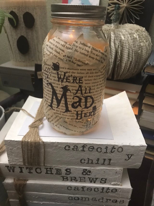 Custom Mason Jar Night Light Book Pages - Etsy