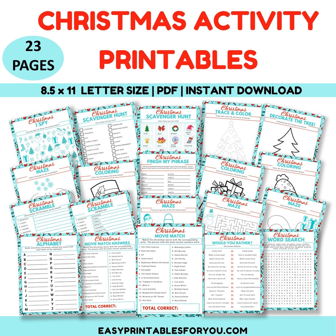 Christmas Games Printable, Holiday Games Printable, Christmas Match ...