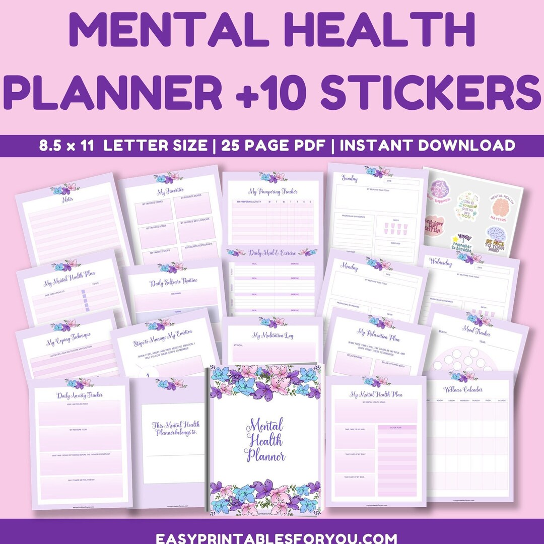 Mental Health Planner PDF Mental Health Planner Stickers Therapy ...