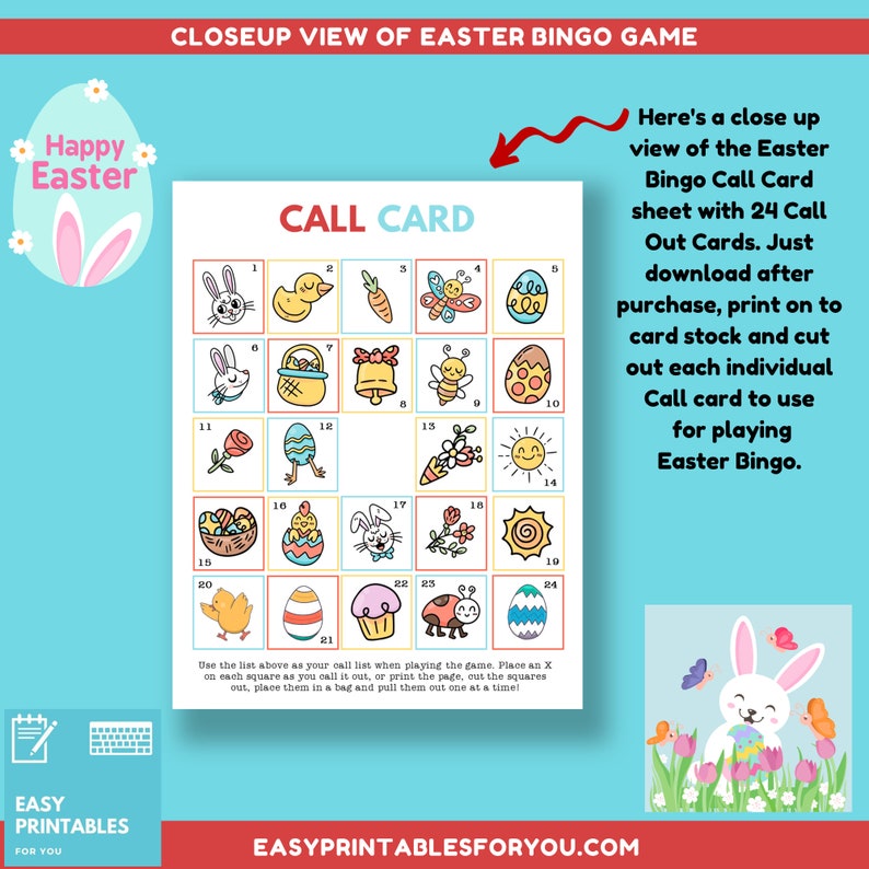 Easter Bingo Printable, Easter Bingo Cards, Easter Bingo for Kids ...