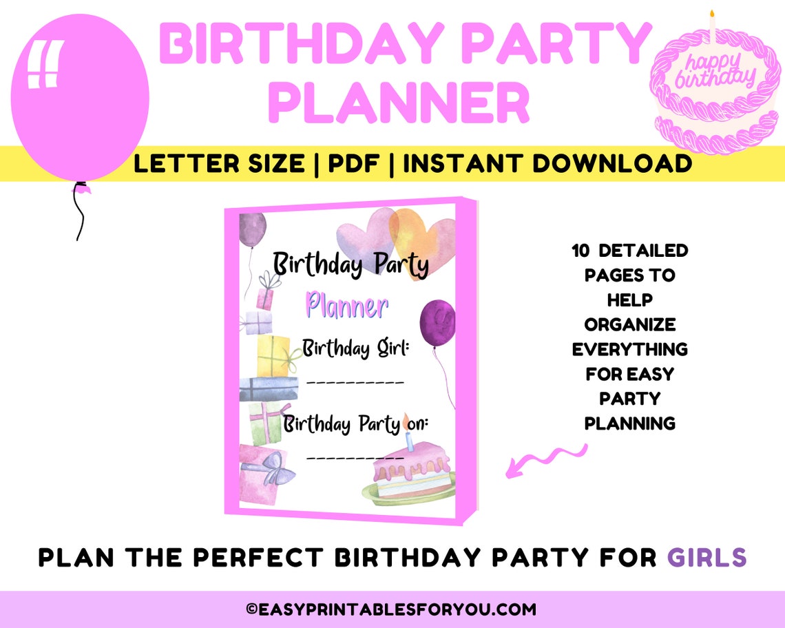 Birthday Party Planner Party Planner Printable Birthday Planner Kit ...