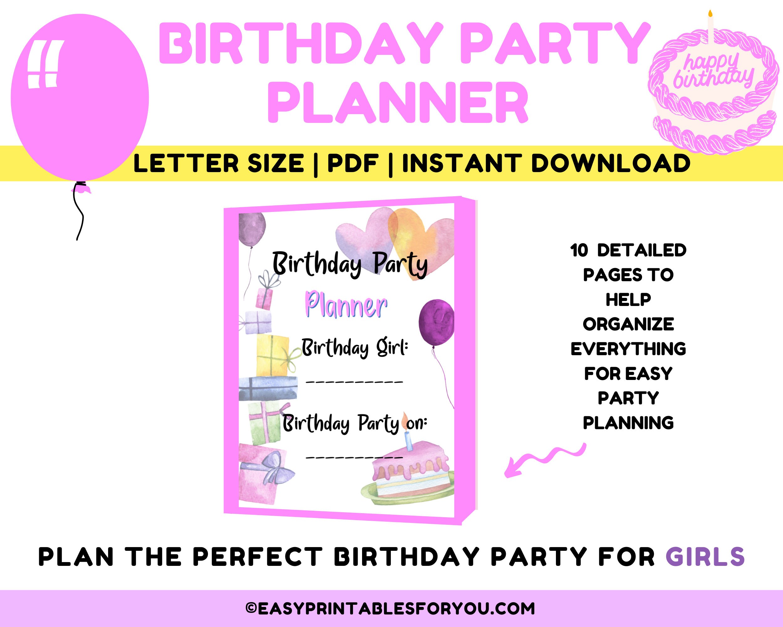 Birthday Party Planner | Party Planner Printable | Birthday Planner Kit ...