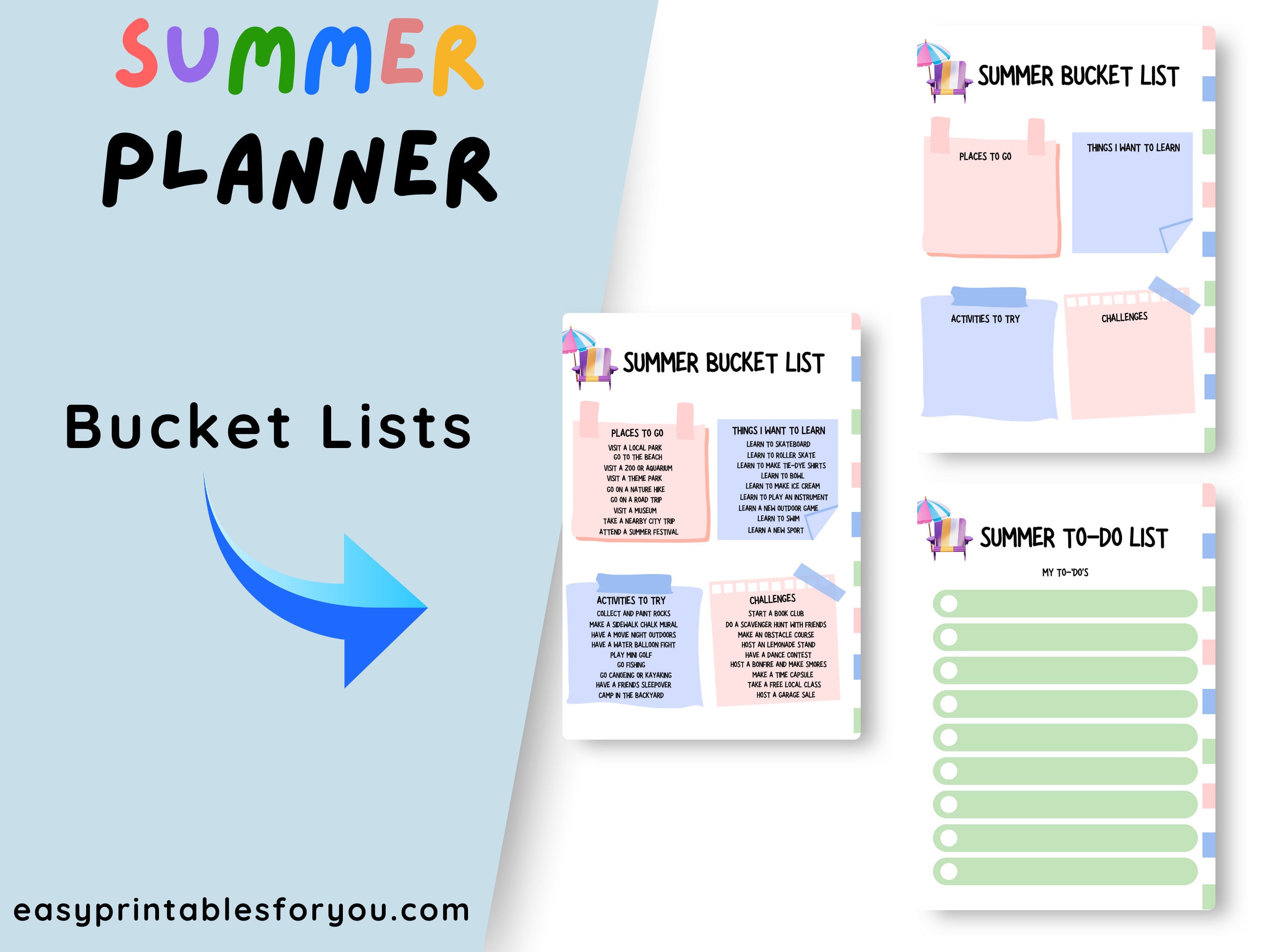 Kids Summer Planner Printable Summer Bundle, Summer Checklist ...