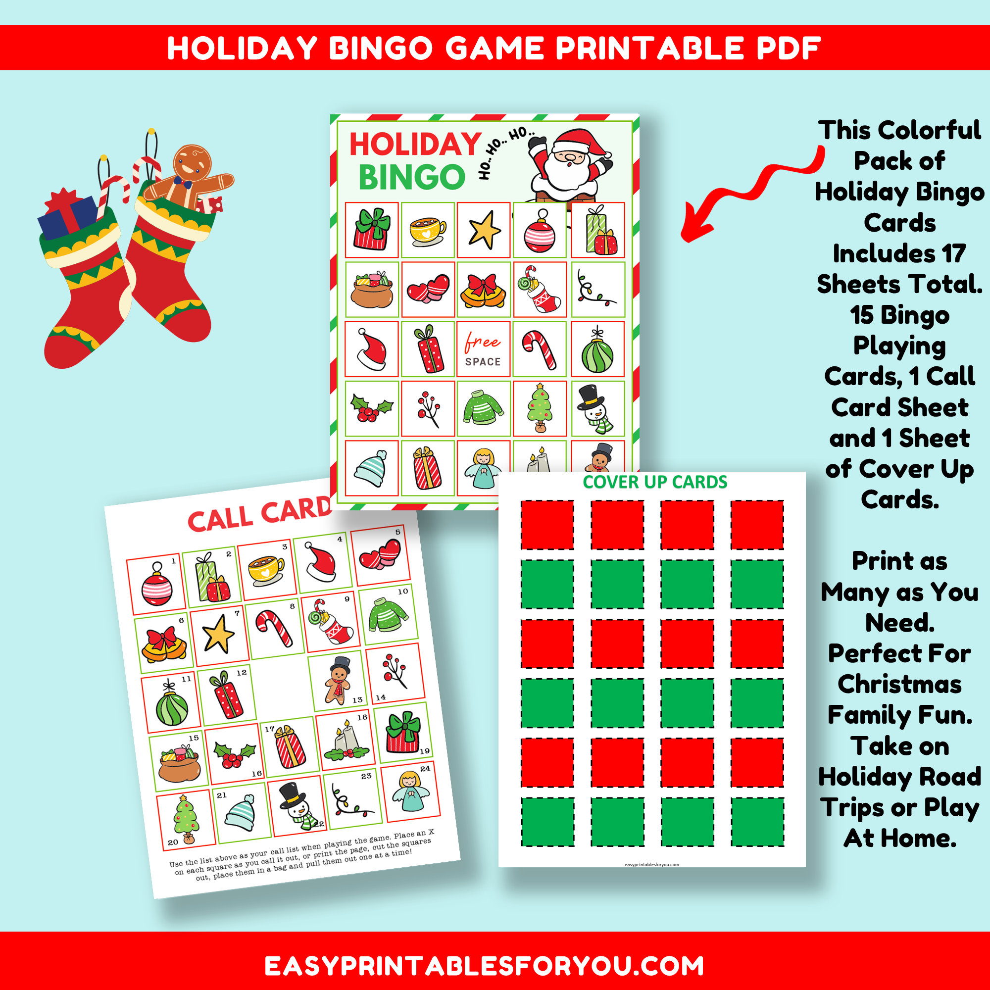 Christmas Bingo Printable, Christmas Bingo Game, Christmas Bingo Cards ...