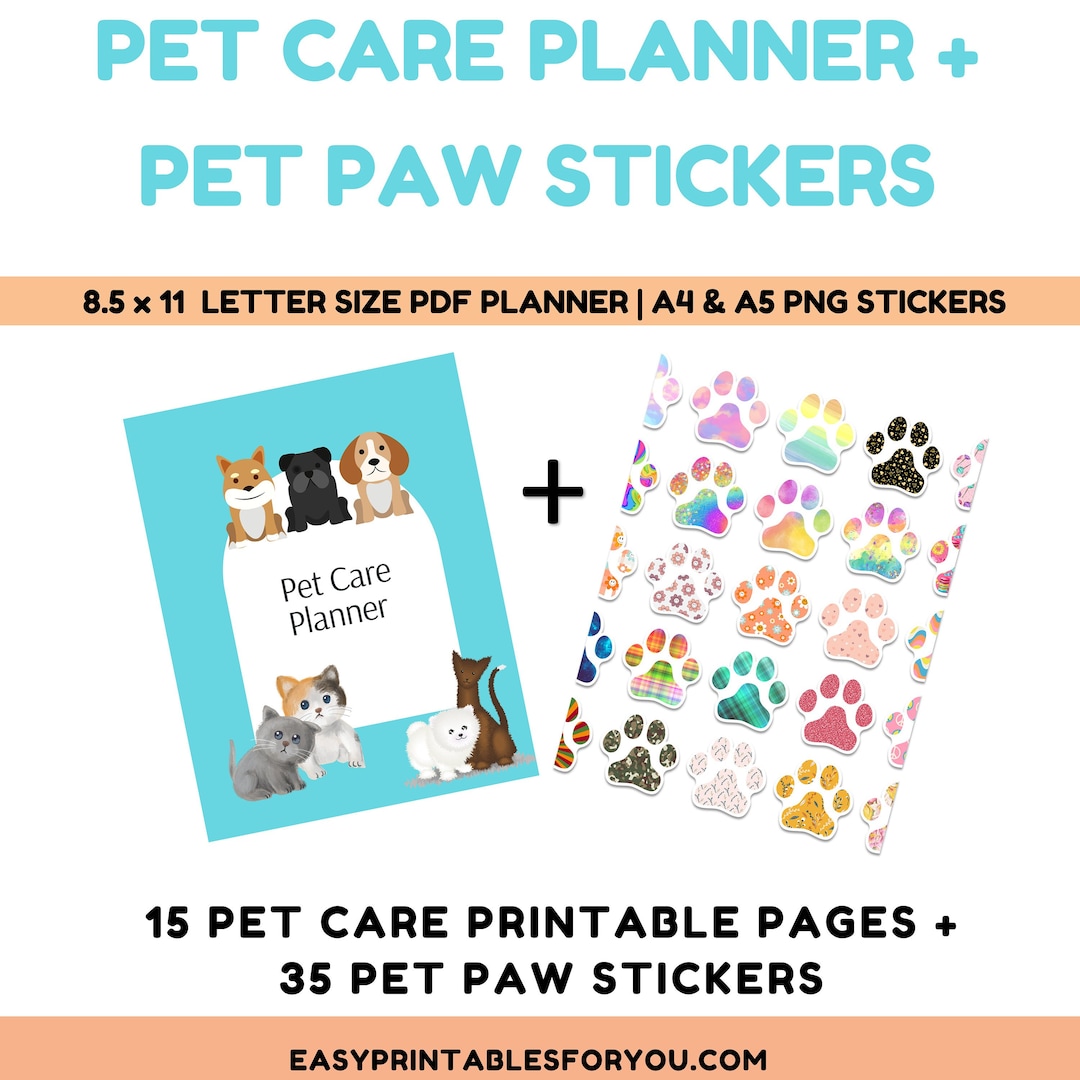 Pet Care Planner, Pet Care Tracker, Pet Care Printable, Pet Care ...