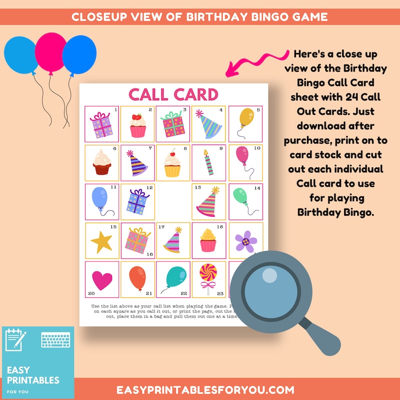 Birthday Bingo Printable Birthday Bingo Card Birthday Bingo - Etsy