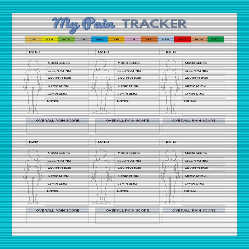 Pain Tracker, Health Tracker, Symptom Tracker, Chronic Pain, Monthly ...