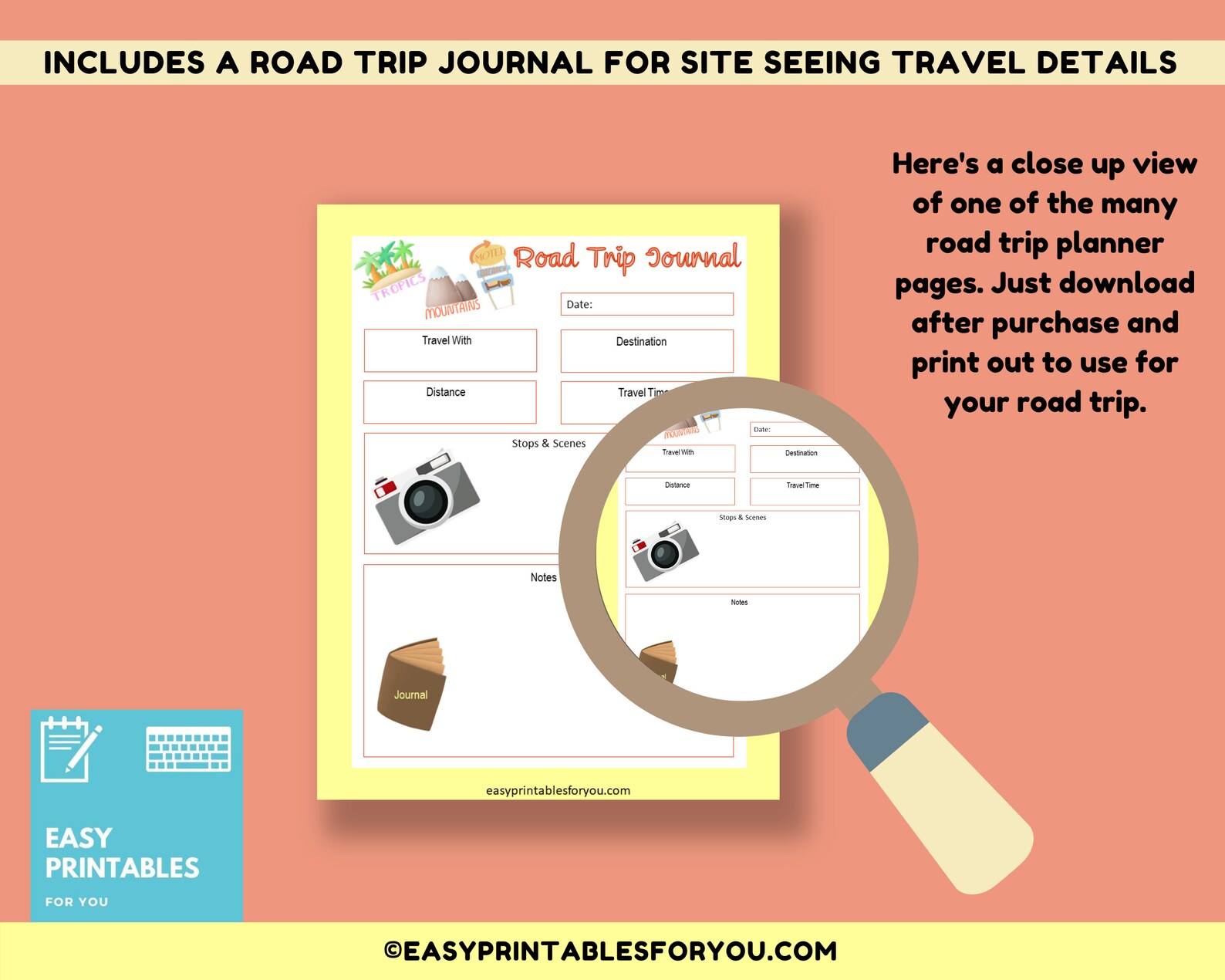 Road Trip Planner With Planner Stickers | Travel Planner | Vacation ...