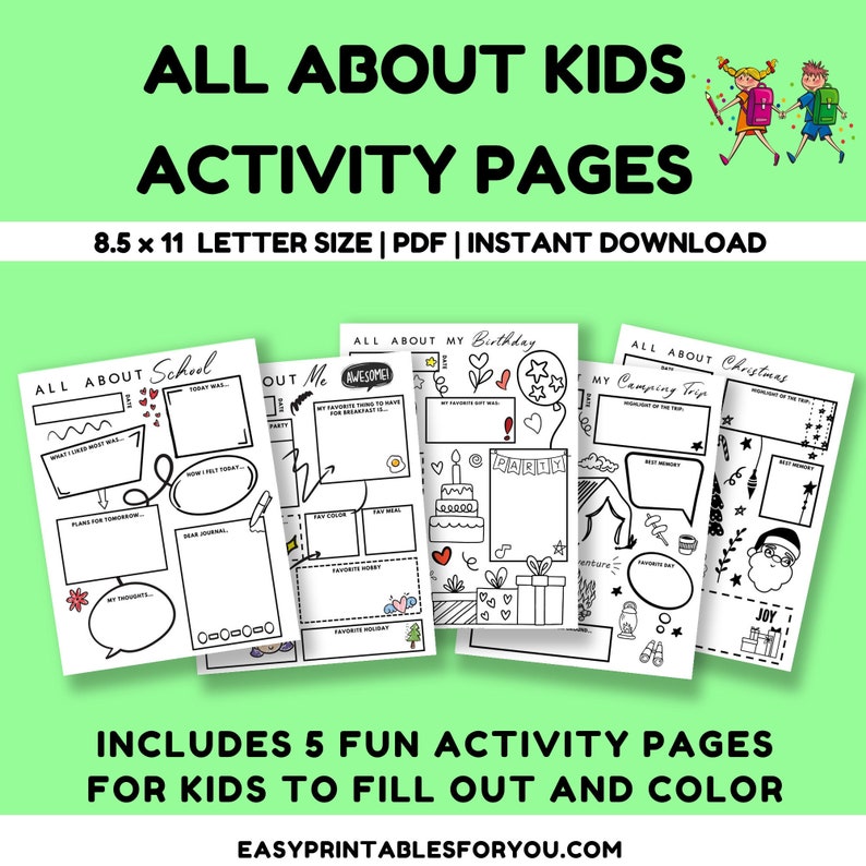All About Me Printable, Kids Activities Printable, Childrens Activities ...