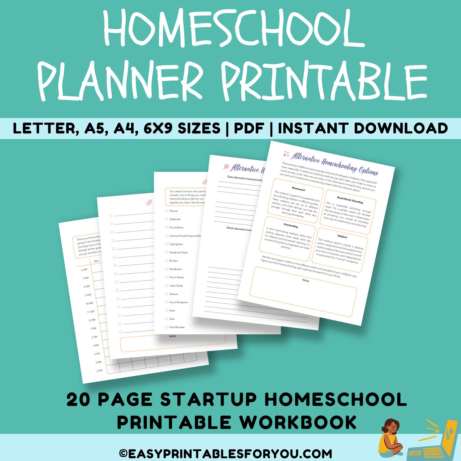 Homeschool Weekly Schedule Printable Homeschool Planner Printable ...