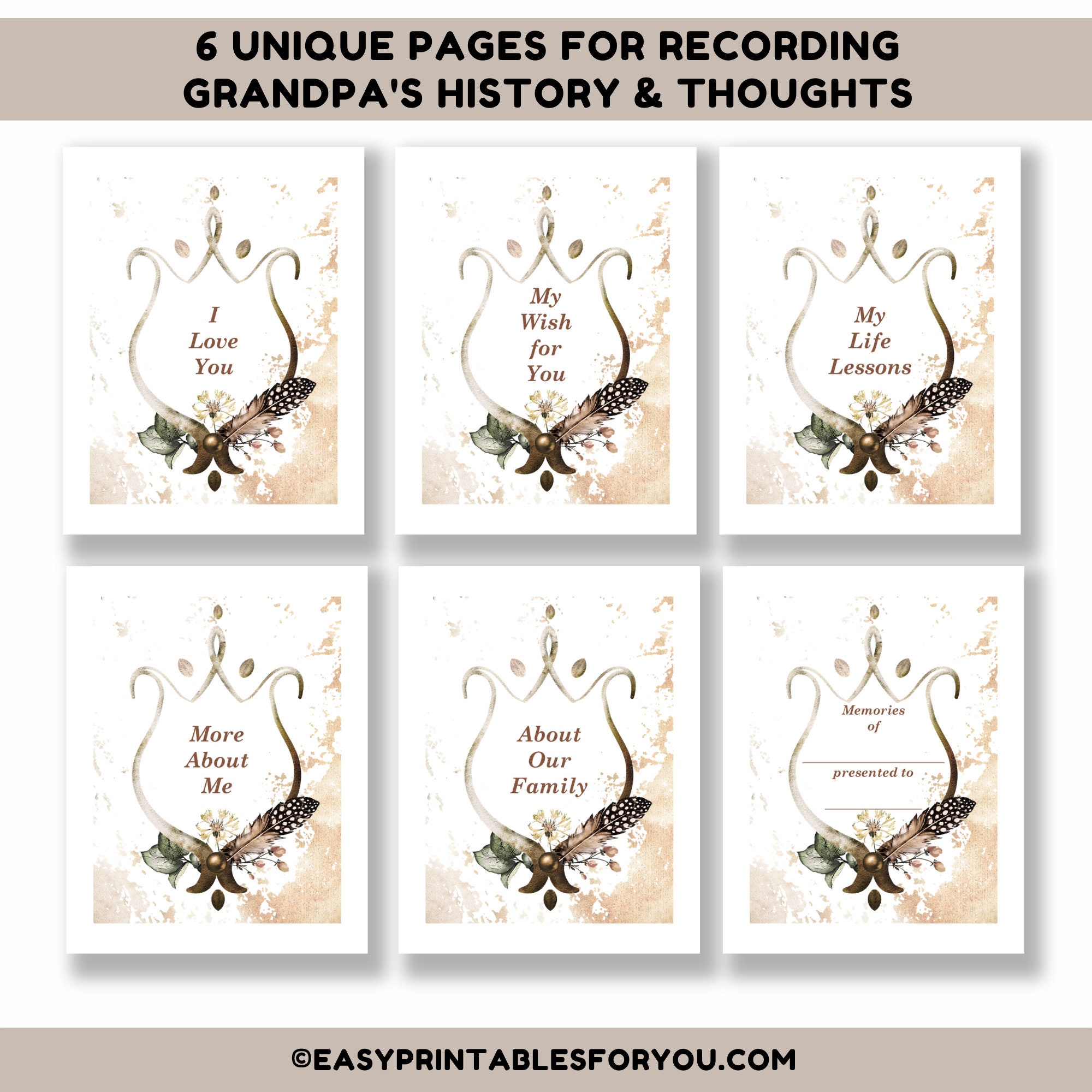 Grandpa Memory Journal: Family Tree, Legacy Keepsake (digital Download ...