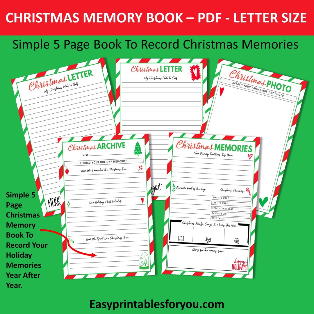 Christmas Memory Book, Christmas Memory Journal, Christmas Photo Album ...