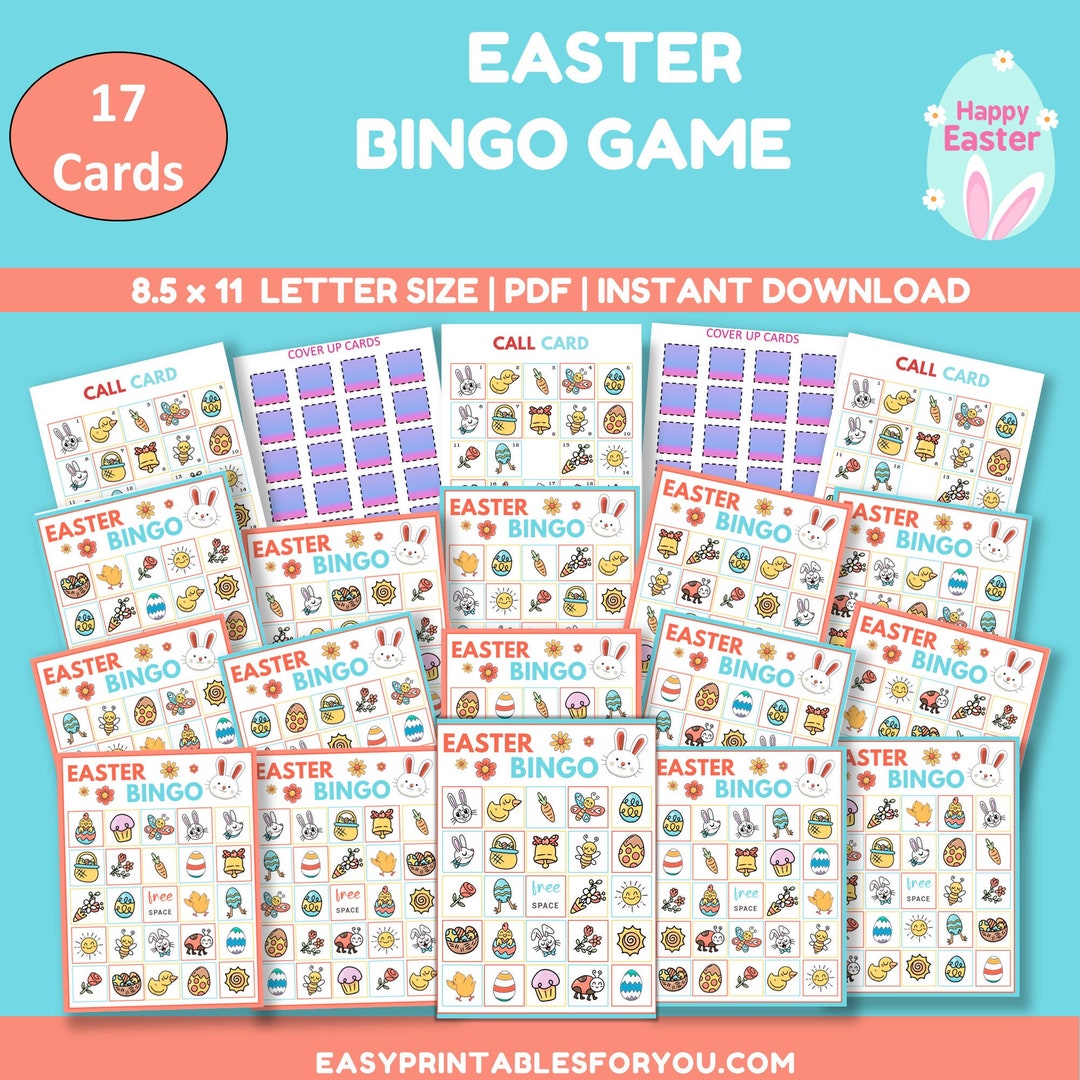 Easter Bingo Printable, Easter Bingo Cards, Easter Bingo for Kids ...