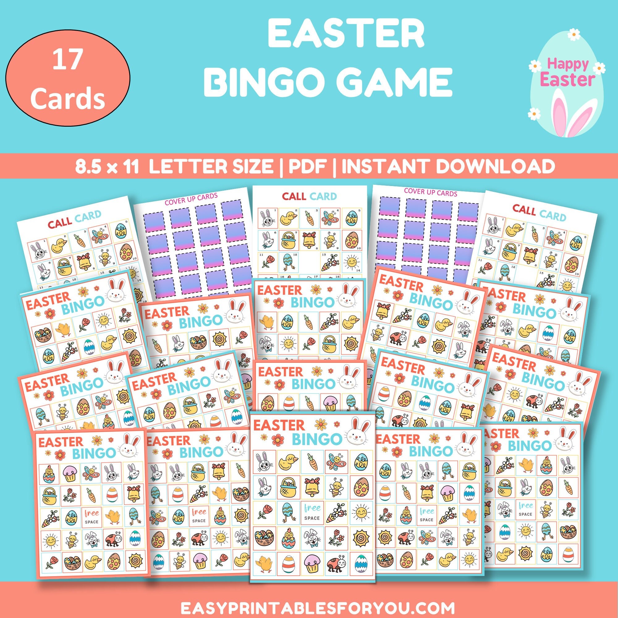 Easter Bingo Printable, Easter Bingo Cards, Easter Bingo for Kids ...