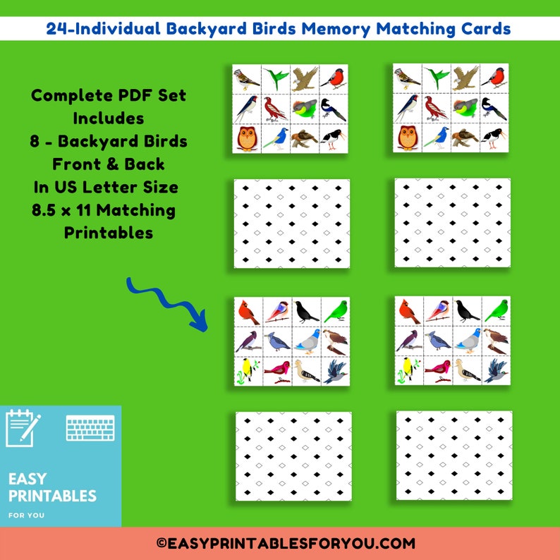 Birds Matching Game | Birds Memory Match Game | Printable Memory Cards ...