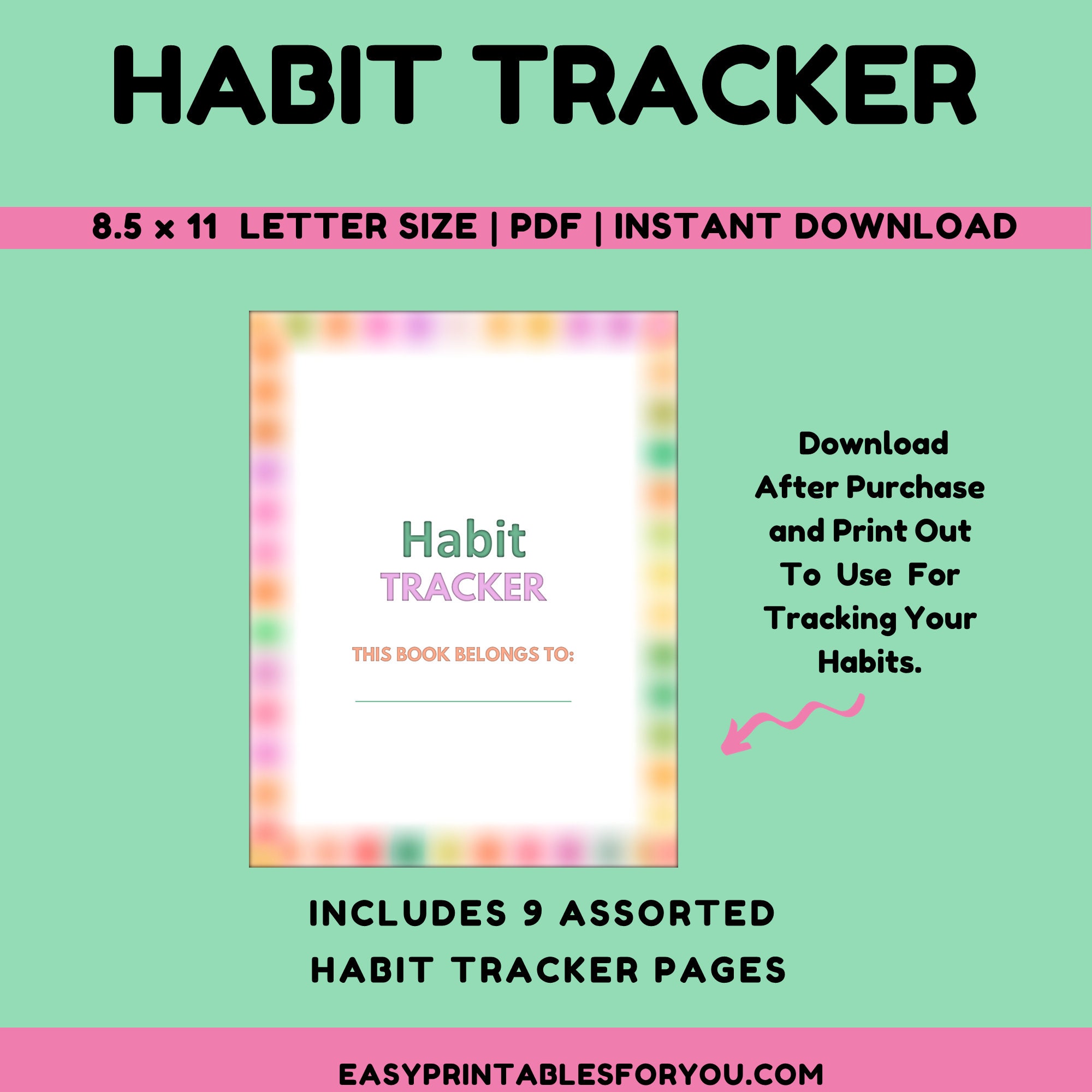 Habit Tracker Printable, Digital Habit Tracker, Daily Habit Tracker ...