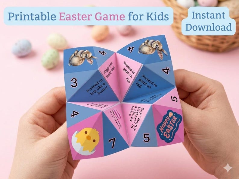 Easter Chatterbox Printable Fortune Teller Game Kids Easter Activity ...