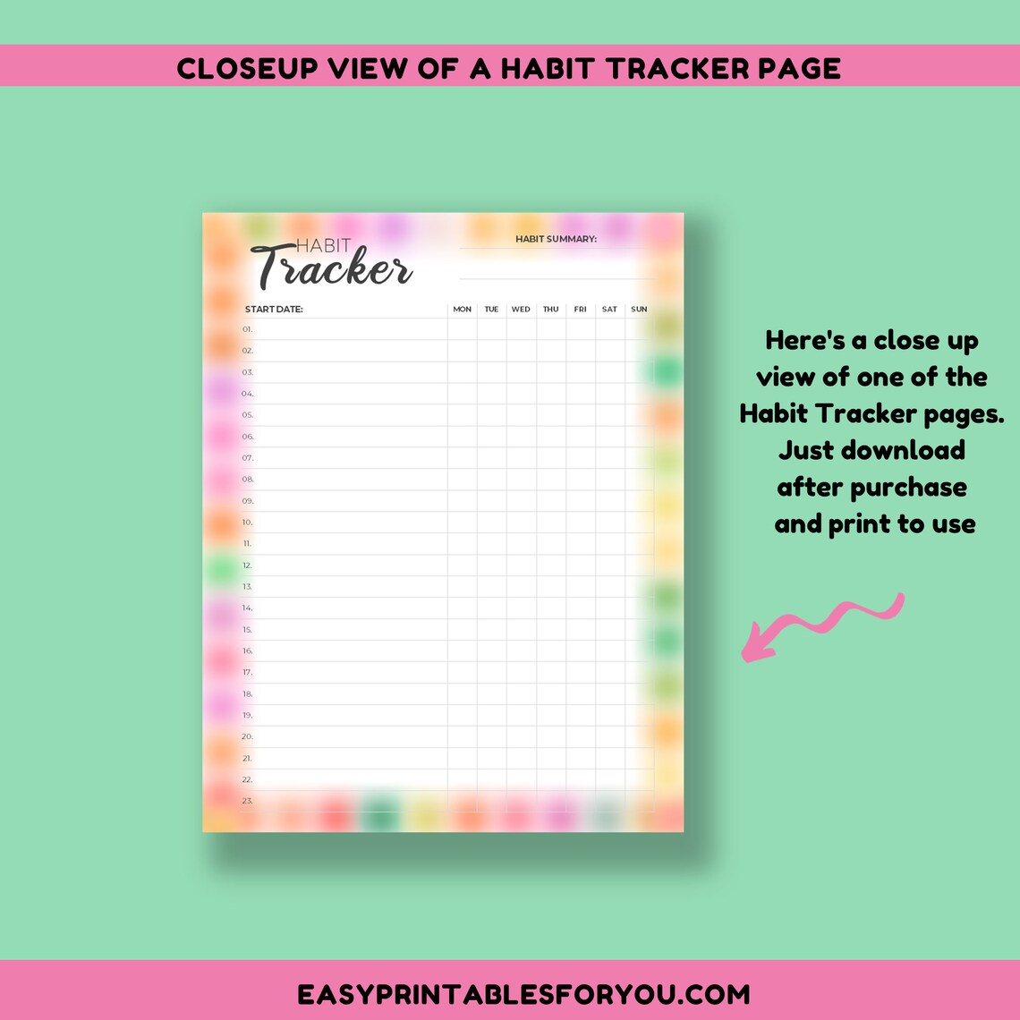 Habit Tracker Printable Digital Habit Tracker Daily Habit - Etsy