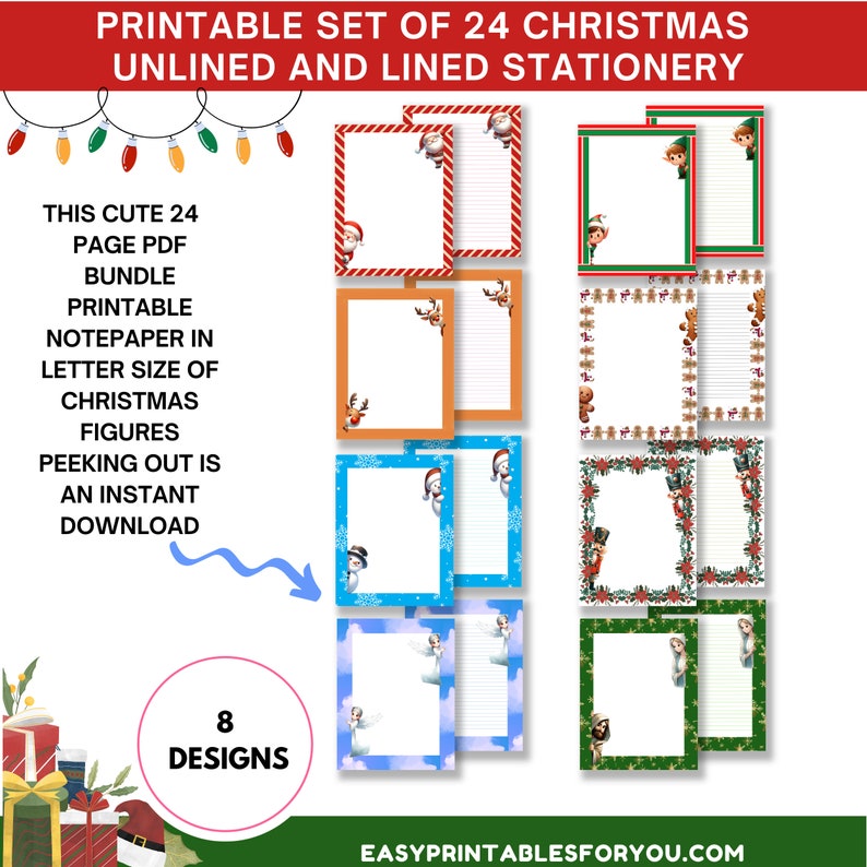 Printable Christmas Stationery, Christmas Stationary Digital Download ...