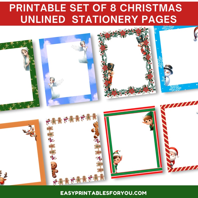 Printable Christmas Stationery, Christmas Stationary Digital Download ...