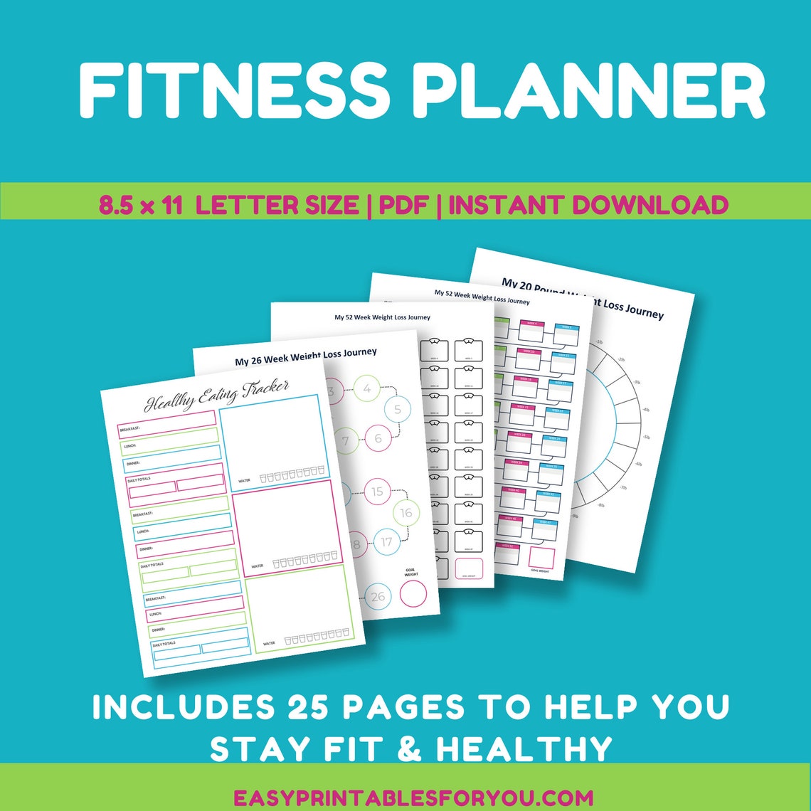 Fitness Planner Printable, Fitness Planner for Moms, Fitness Planner ...